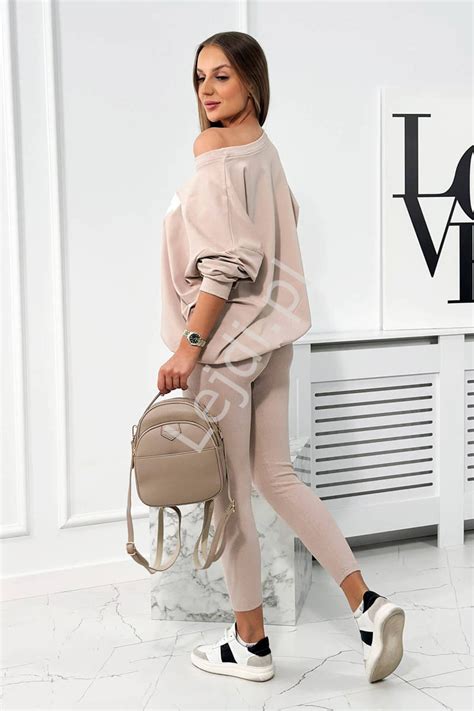 Beżowe Dresy Damskie New York