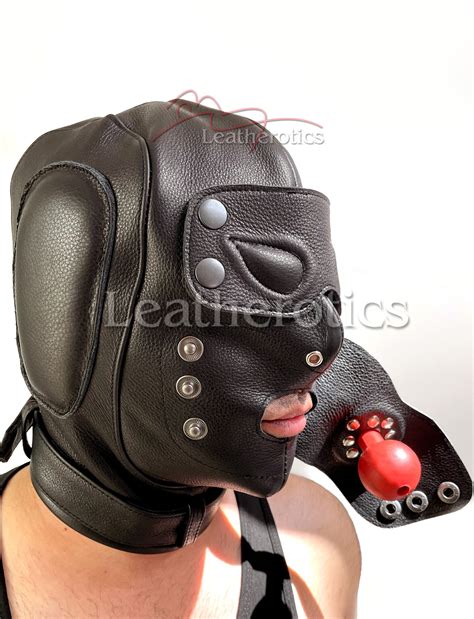 Sensory Leather Bondage Mask Bdsm Leather Hood Gag