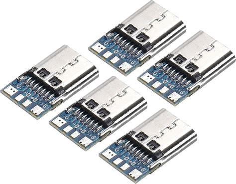 Jp Uxcell Us B 3 1タイプcコネクタ 24ピンメスプラグソケットコネクタ Pcbボード付き 充電データ転送用 5個 パソコン・周辺機器