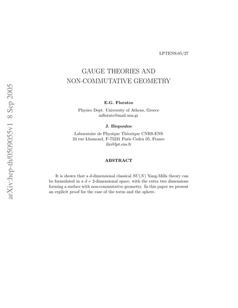 Pdf Gauge Theories And Non Commutative Geometry