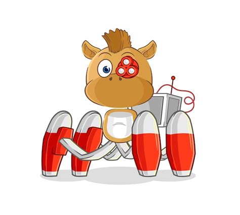 말 미래 로봇 벡터 만화 캐릭터 프리미엄 벡터