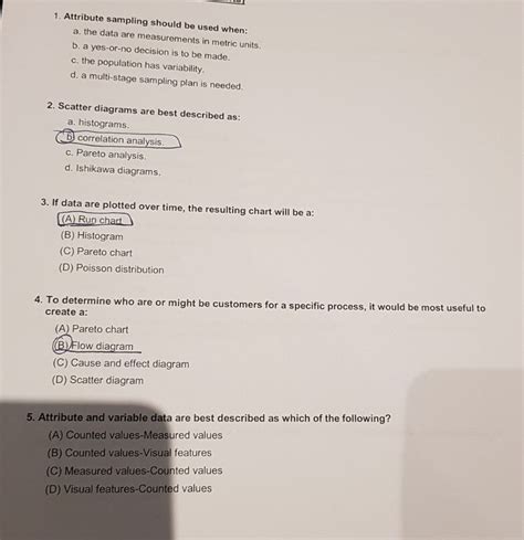 Solved 1 Attribute Sampling Should Be Used When A The Chegg Com