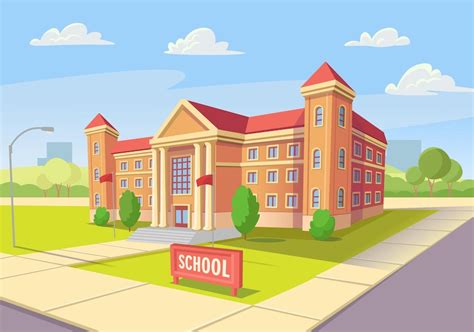 Premium Vector School Building In Perspective