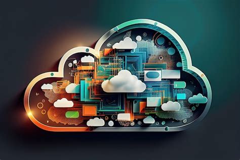 Premium Photo Cloud Computing Conceptual Background In Technology Generative Ai