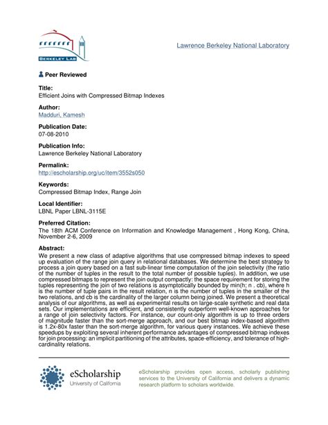Pdf Efficient Joins With Compressed Bitmap Indexes