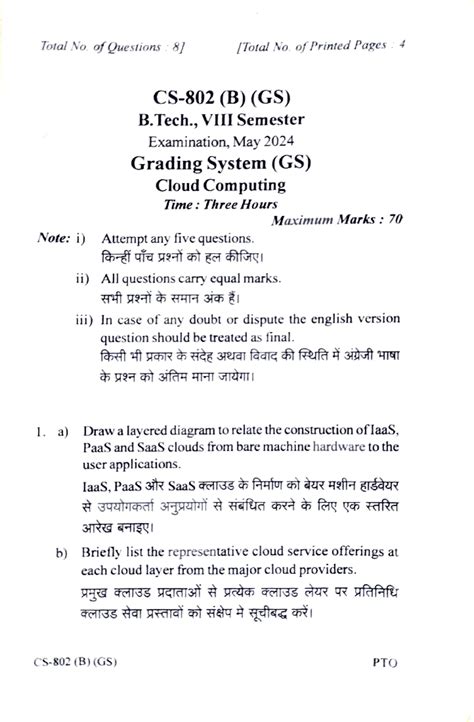 Cloud Computing May 2024 RGPV Question Paper Total No Of Questions 8 Total No Of Printed