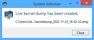 Unable To Save The Live Kernel Dump Issue Winsiderss Systeminformer GitHub