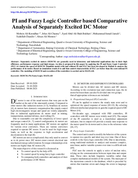 Pdf Pi And Fuzzy Logic Controller Based Comparative Analysis Of