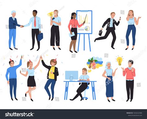 Business People Work Office Cartoon Characters เวกเตอร์สต็อก ปลอดค่า