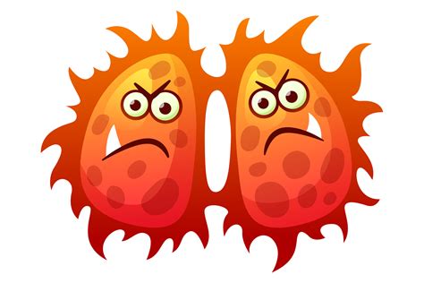 Evil Bacteria Characters Comic Angry Fa Graphic By Ladadikart