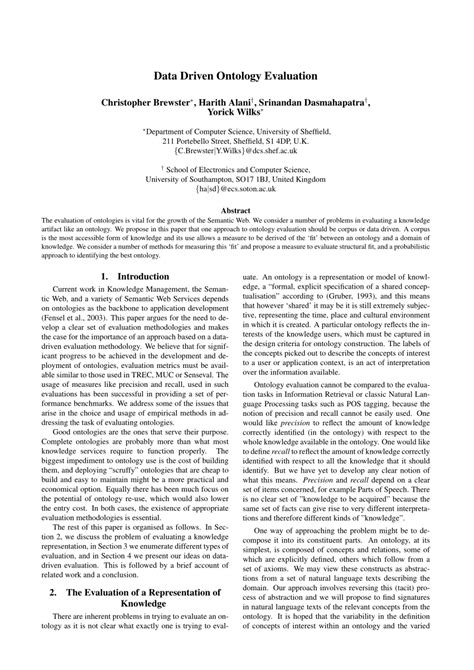 Pdf Data Driven Ontology Evaluation