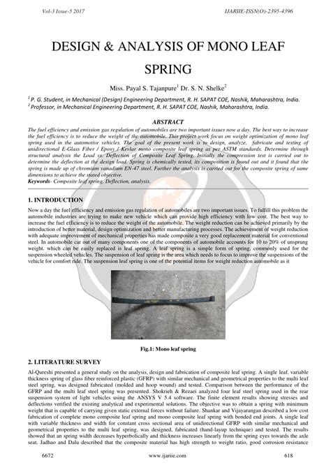 Pdf Design And Analysis Of Mono Leaf Spring