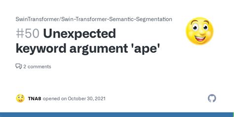 Unexpected Keyword Argument Ape Issue Swintransformer Swin Transformer Semantic