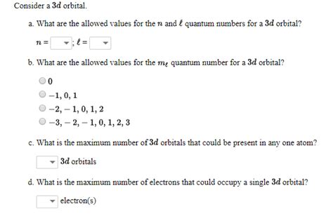 Solved Consider A D Orbital A What Are The Allowed Values Chegg