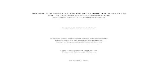 Pdf Optimal Placement And Sizing Of Distributed Eprintsutmmyid