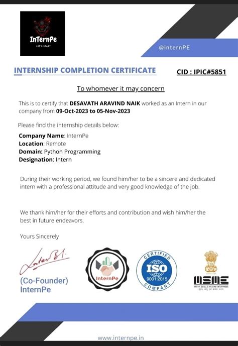 D Aravind Naik On Linkedin Pythondeveloper Internship Python Codingskills Newopportunities