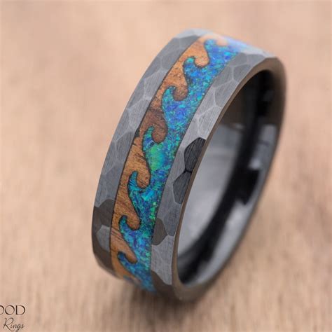 Opal Hawaiian Wood Ring Etsy