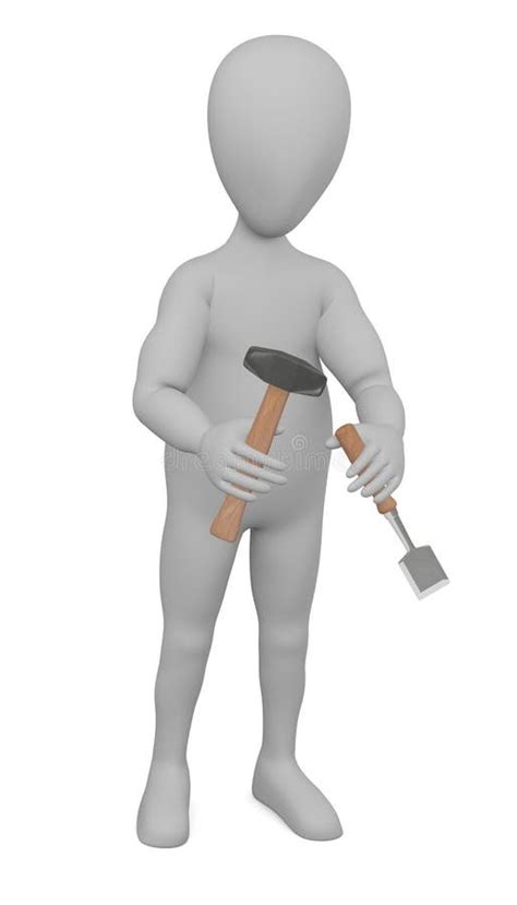 Cartoon Character With Chisel And Hammer Worker Stock Illustration Illustration Of Wooden