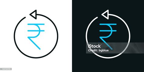 등 화살이 있는 인도 루피 검정 또는 흰색 배경에 바이 컬러 라인 아이콘 편집 가능한 획 가격에 대한 스톡 벡터 아트 및 기타 이미지 Istock