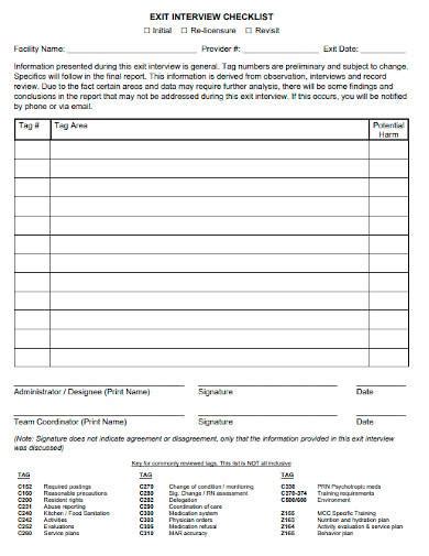 FREE 10 Exit Interview Checklist Samples Employee Volunteer Babe