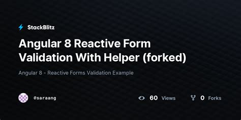 Angular 8 Reactive Form Validation With Helper Forked Stackblitz
