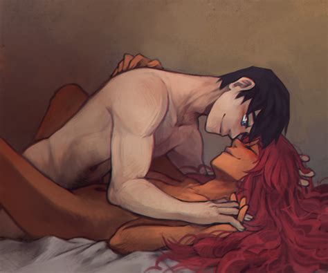 Rule Boy Girls Alien Bed Black Hair Blue Eyes Blush Bottomless Cleavage Closed Eyes Color