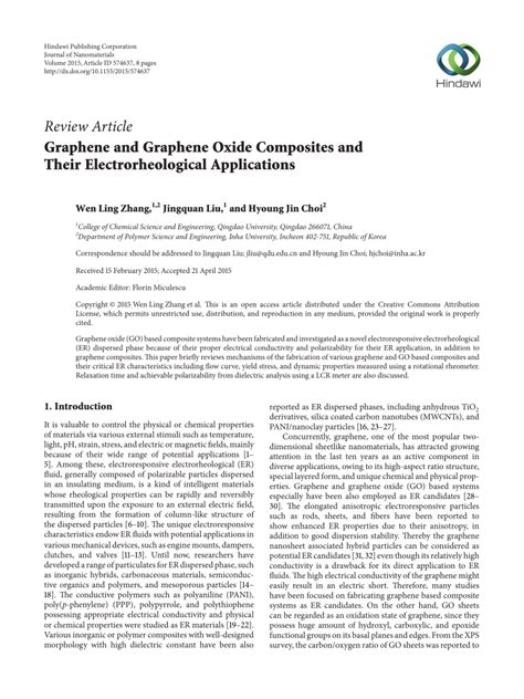 Pdf Graphene And Graphene Oxide Composites And Their