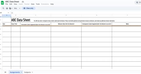 Abc Data Sheet Editable Behavior Tracking Spreadsheet Fba Observation Form