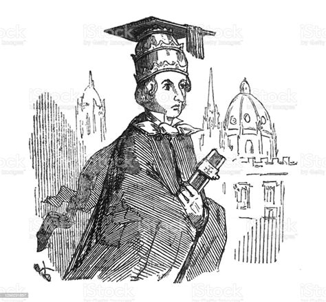 영국 풍자 만화 캐리커처 일러스트 졸업 모자와 가운을 입은 남자 19세기에 대한 스톡 벡터 아트 및 기타 이미지 19세기 19세기 스타일 고풍스런 Istock
