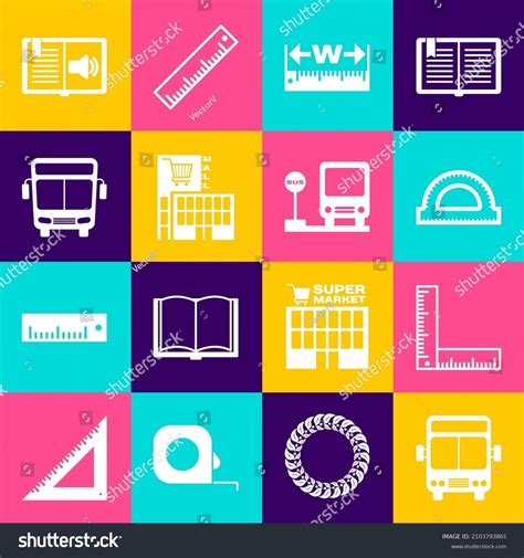Set Bus Folding Ruler Protractor Grid Stock Vector Royalty Free Shutterstock