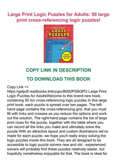 Large Print Logic Puzzles