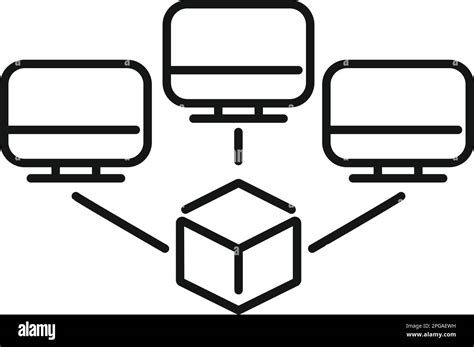 Finance Data Network Icon Outline Vector Digital Currency Cube Node