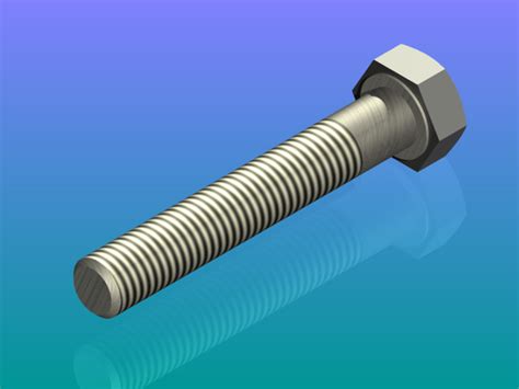 Hex Head Bolt Autodesk Inventor Stl 3d Cad Model Grabcad