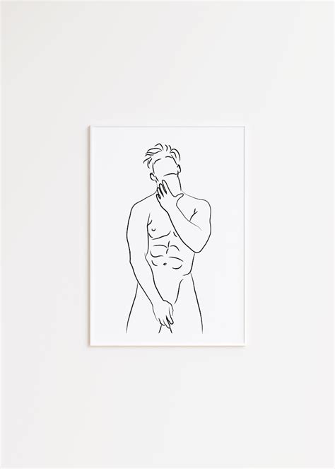 Man Line Art Print Printable Wall Art Line Art Print Line Art Man Gay Art Digital Download