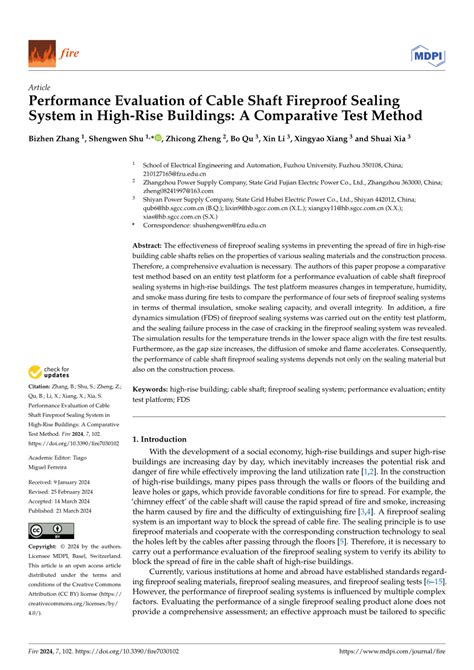 Pdf Performance Evaluation Of Cable Shaft Fireproof Sealing System In