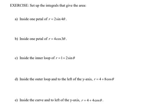 solved exercise set up the integrals that give the area a