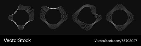 Set Of Round Curved Frames With Dynamic Wavy Vector Image