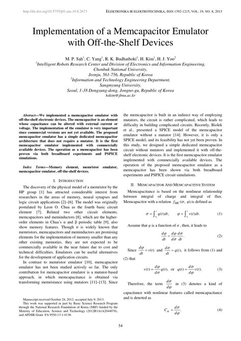 Pdf Implementation Of A Memcapacitor Emulator With Off The Shelf Devices