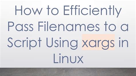 How To Efficiently Pass Filenames To A Script Using Xargs In Linux