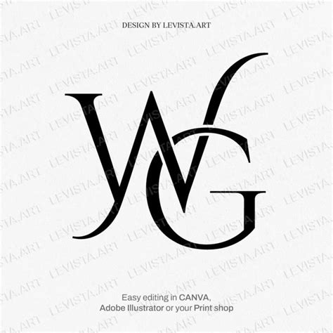 Minimalist Wg Monogram And Gw Letter Logo Instant Download Initials