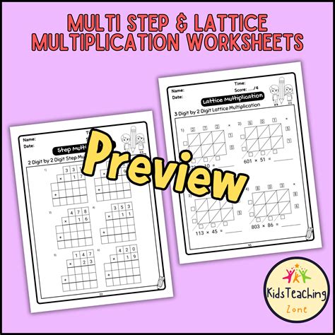 Multi Digit Multiplication Worksheets Using Lattice Grid And Step Methods Made By Teachers Multi Digit Multiplication Worksheets Using Lattice Grid And Step Methods Made By Teachers
