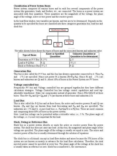 Classification Of Power System Buses Pdf Power Engineering