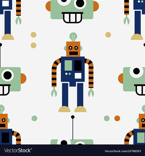 Robot Seamless Pattern Royalty Free Vector Image