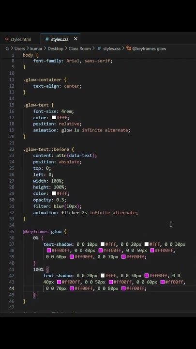 Html Css Code In Javascript Glowing Tubelight Text Coder Programming