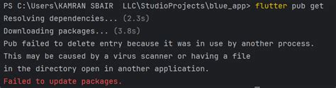 Error On Execution Of Flutter Pub Get Command General Flutter Forum