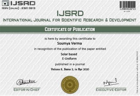 Got The Certificate Of Publication Soumya Verma