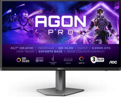 Monitor Aoc Agon Ag276qzd2 267 2k Qd Oled 240hz 003ms Gamingowy