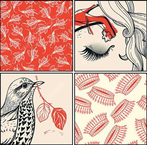 빈티지 추상 카드와 원활한 패턴의 벡터 세트 왕실의 아름다움 공상 배경 일러스트 및 사진 무료 다운로드 Pngtree