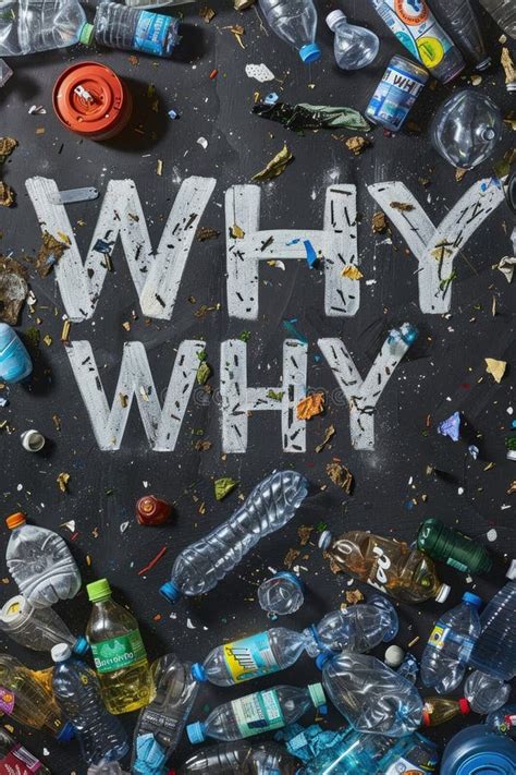 The Word Why Surrounded By Assorted Garbage On Dark Surface Stock