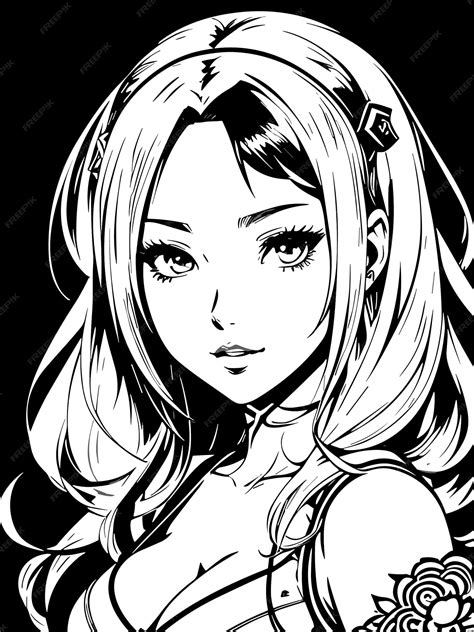 Premium Vector Sketch Cute Girl In Black And White Coloring Anime